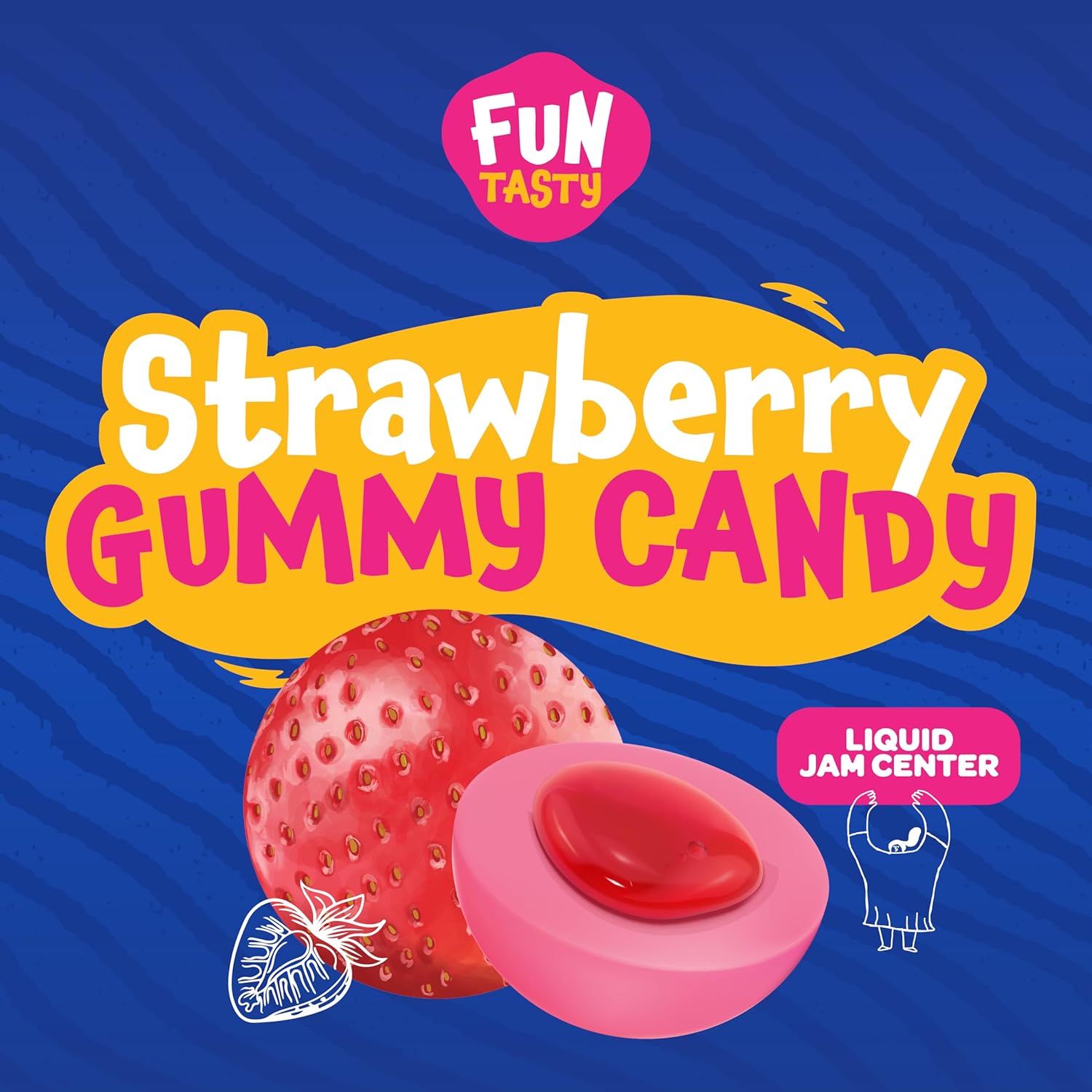 Strawberry Gummy Balls Candy with Jam Center, 19-Ounce Jar (30 Count ...