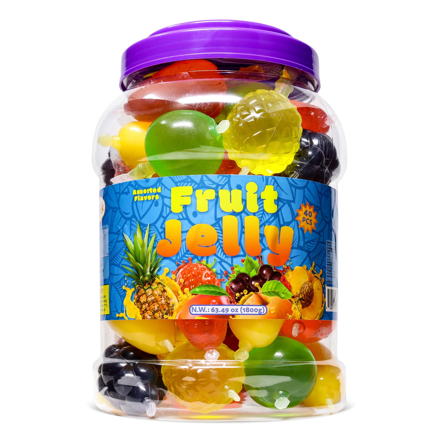 Funtasty Fruit Squeezable Jellies - 40 Count Jar - Tik Tok Candy - Hal ...